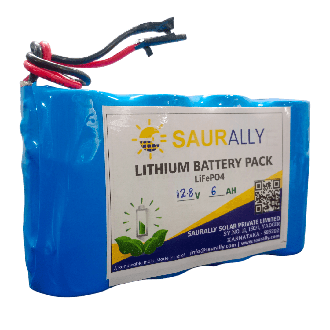 6Ah 12.8V LFP (LiFePO4) Battery Pack With BMS - Saurally Solar